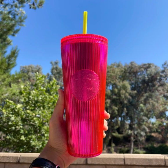 Starbucks | Dining | Starbucks Summer 223 Dragonfruit Neon Pink Stripe ...